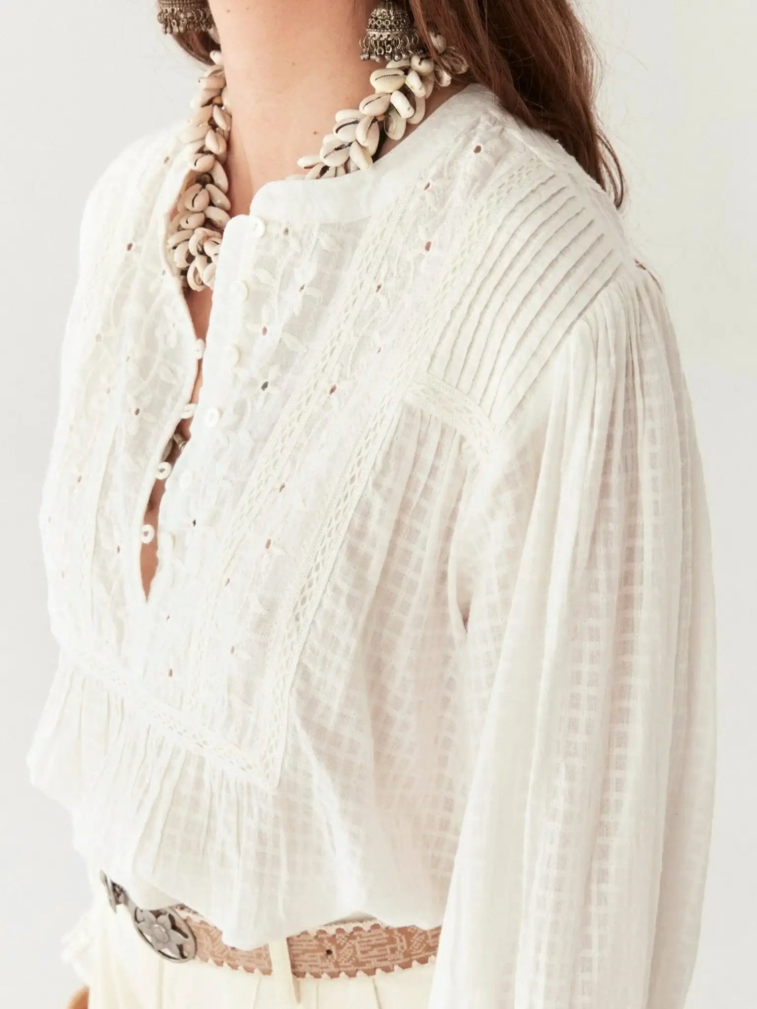 Sabine Cotton Stitched Blouse - Lord Byron – BODHII